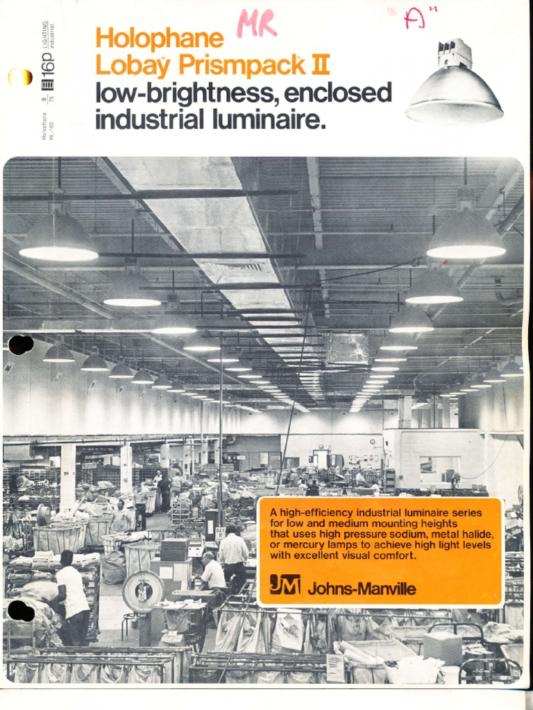 Holophane Lobay Prismpack II Series Brochure 8-75 | PDF | Reflection ...