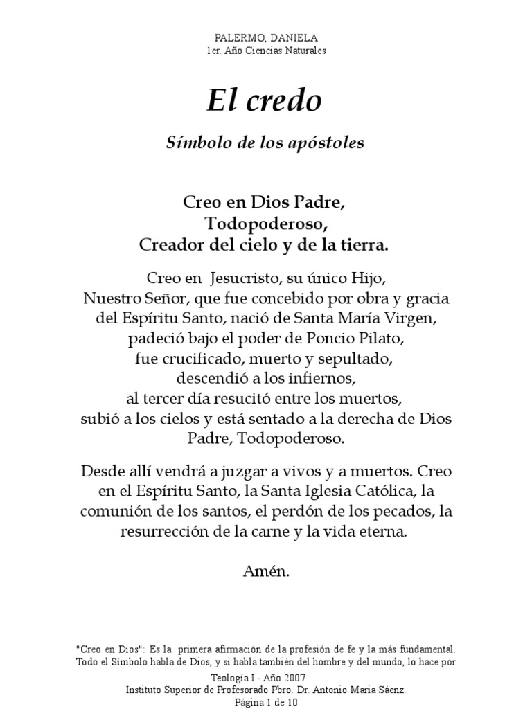 El Credo | PDF | Religión y espiritualidad