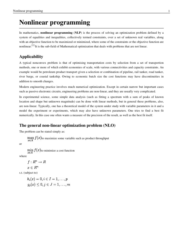 Nonlinear Programming | PDF | Nonlinear Programming | Mathematical Optimization