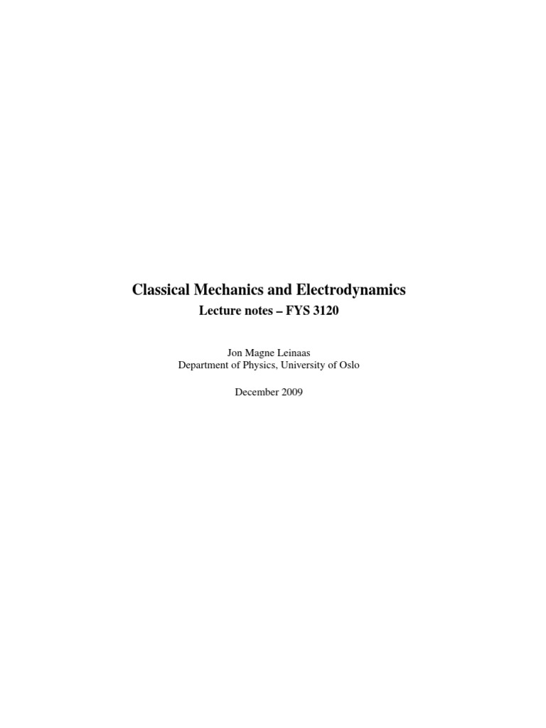 Classical Mechanics and Electrodynamics | PDF | Lagrangian Mechanics ...