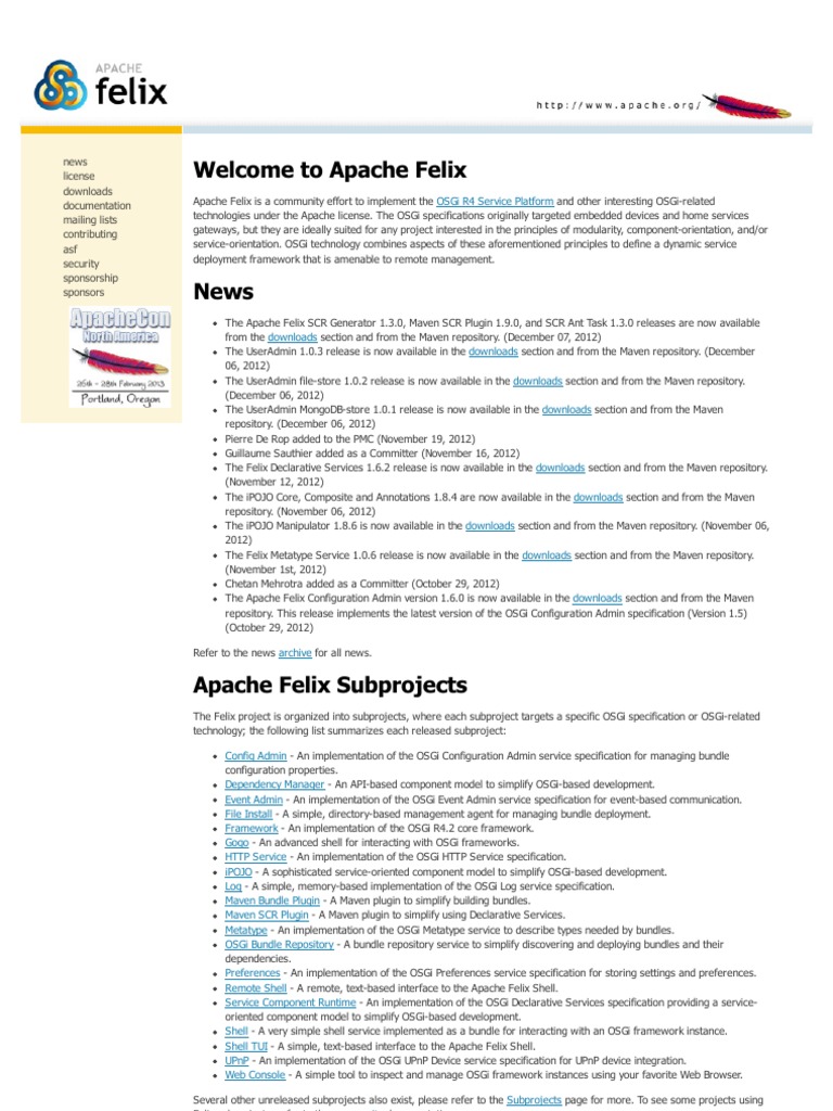 Welcome To Apache Felix | PDF | Apache Http Server | Free Content