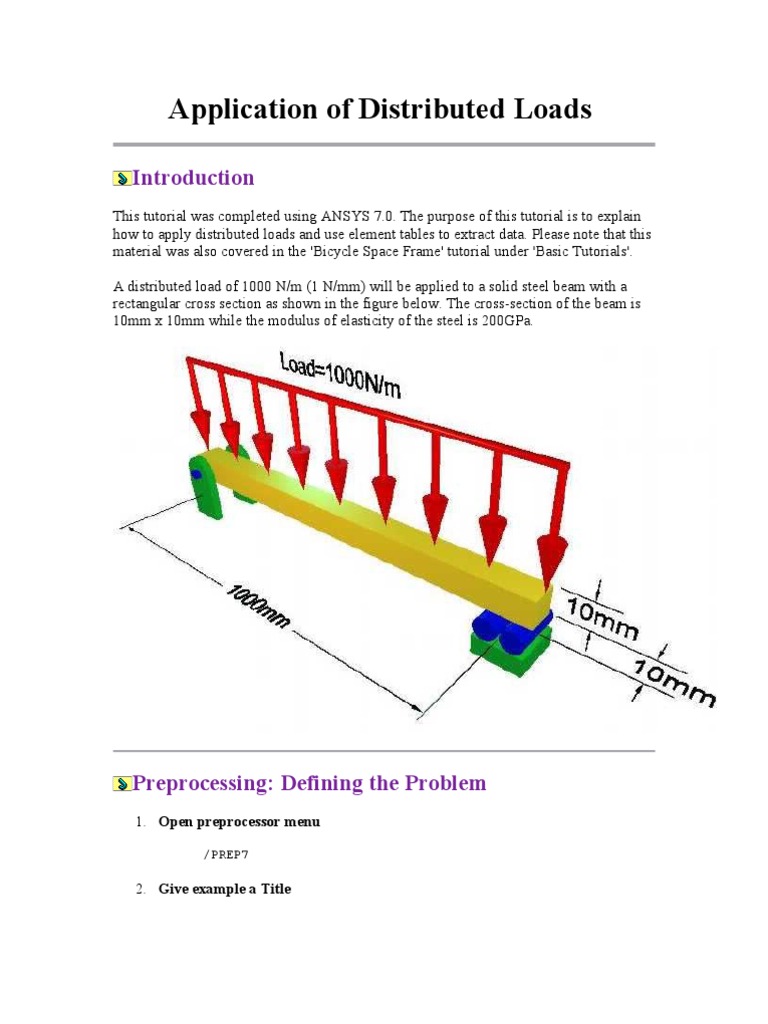 Applying Distributed Loads in ANSYS | PDF | Beam (Structure ...