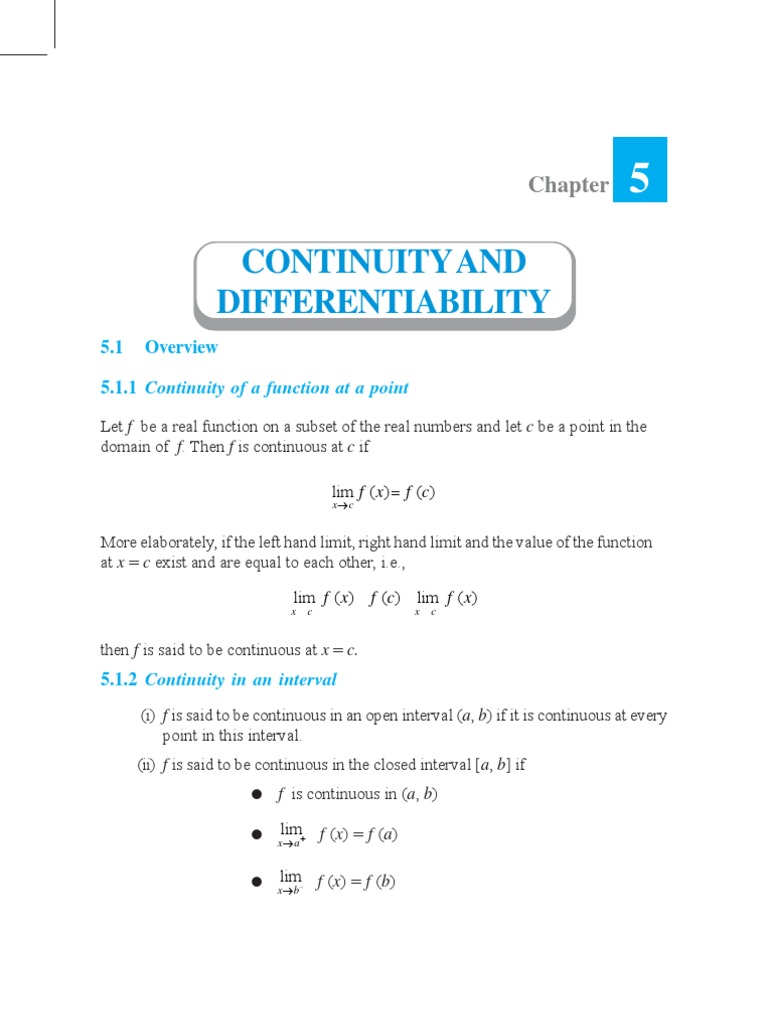 Continuity and Differentiability | PDF | Continuous Function | Derivative
