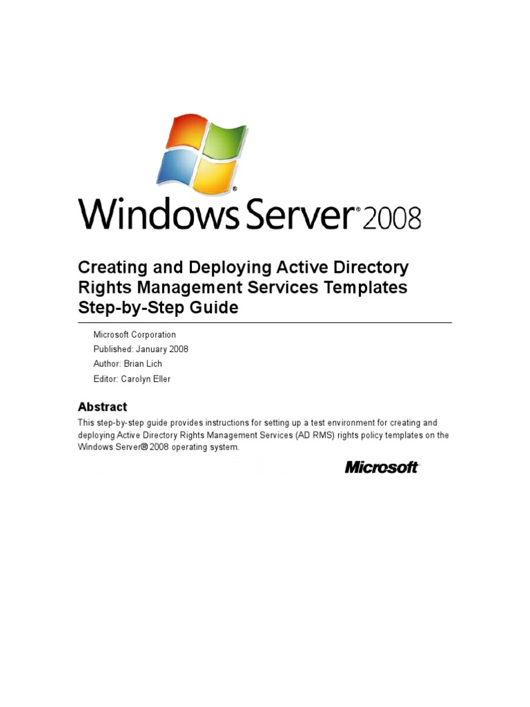 Creating and Deploying Active Directory Rights Management Services ...
