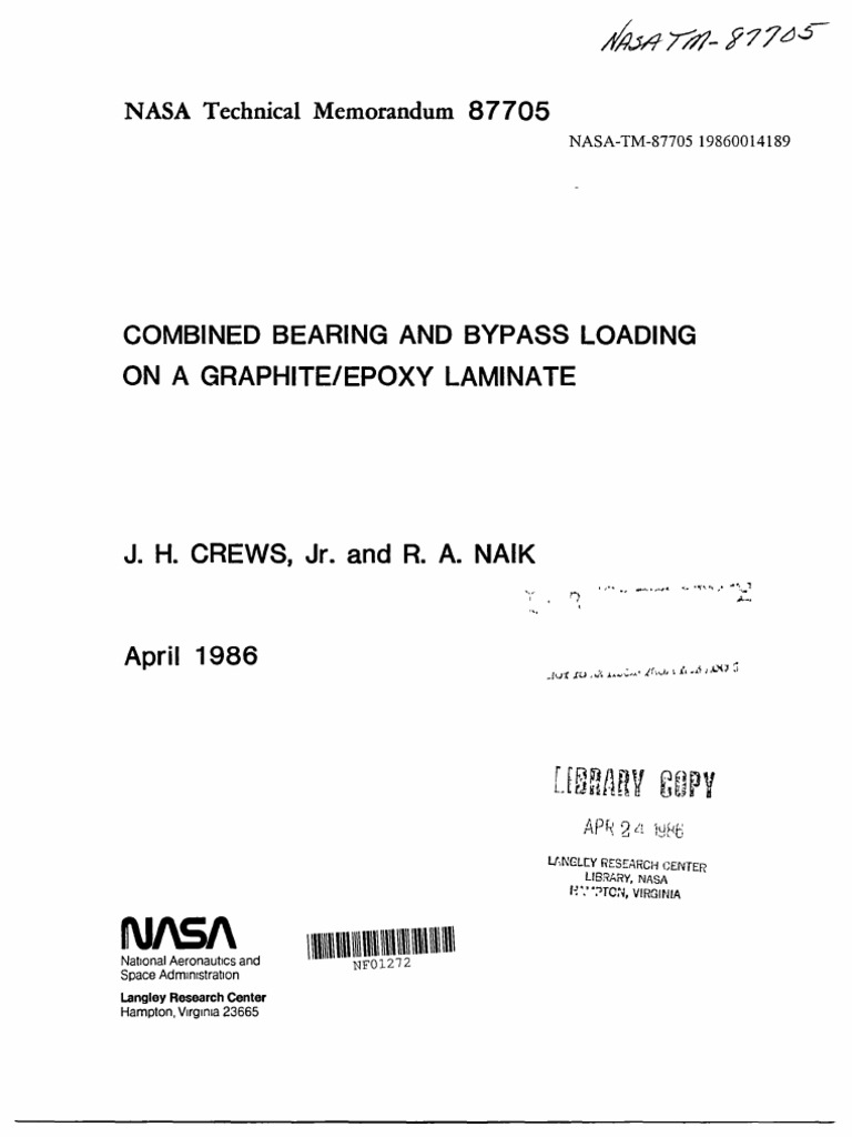 Bearing-Bypass Loading in Graphite Laminates | PDF | Strength Of ...
