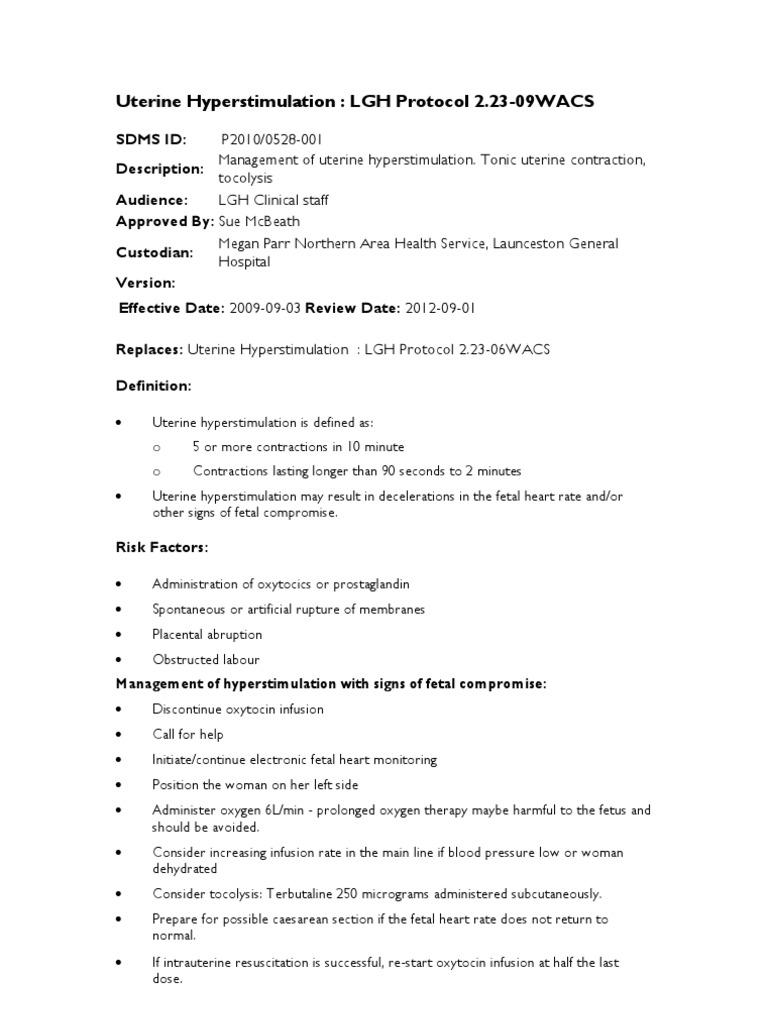 Uterine Hyperstimulation | PDF | Midwife | Childbirth