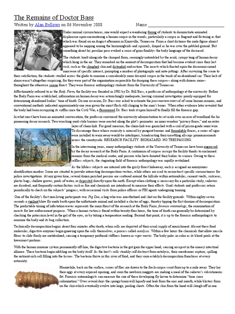 The Remains of Doctor Bass: Alan Bellows | PDF