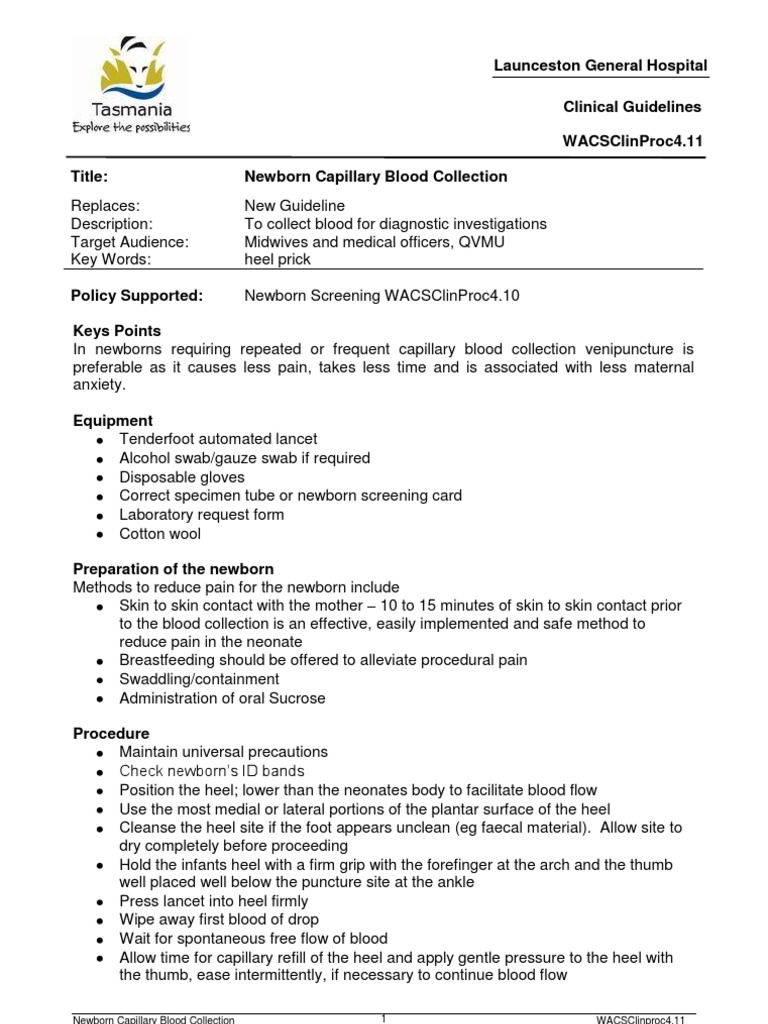 Newborn Capillary Blood Collection | PDF | Midwife | Midwifery
