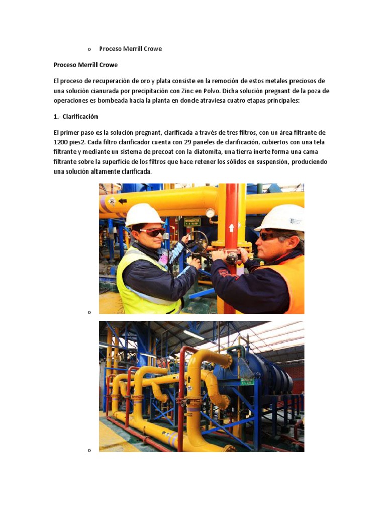 Proceso Merrill Crowe - Docx y Operacion de Voladuras Subterraeas | PDF ...
