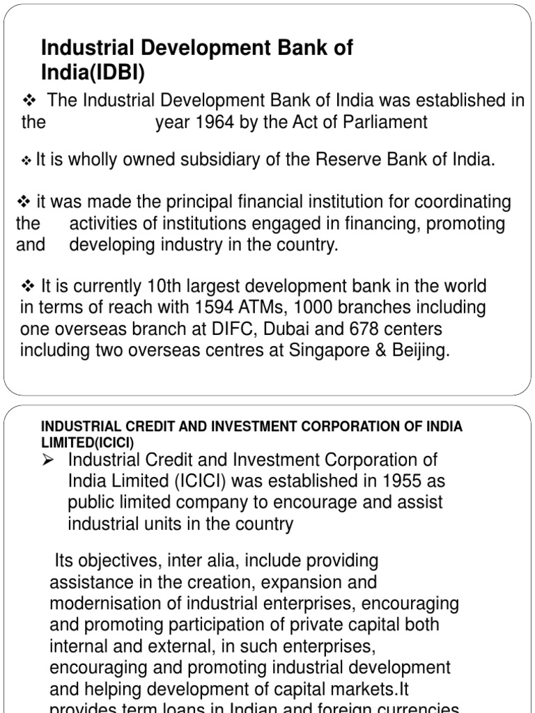 Industrial Development Bank of India (IDBI) | PDF | Financial Services ...