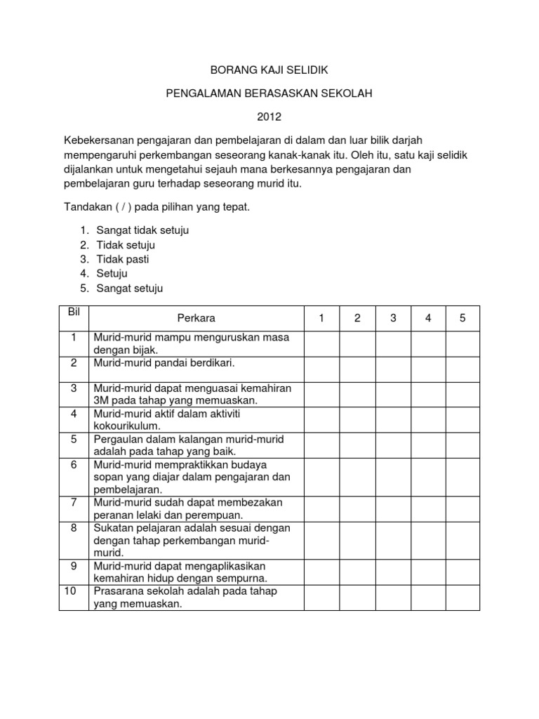 Borang Kaji Selidik | PDF | Karier & Perkembangan | Pengembangan Diri