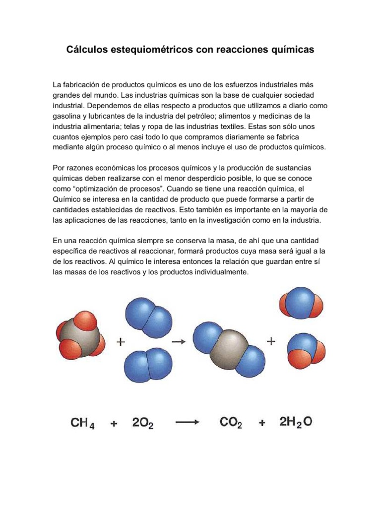 Calculos Estequiometricos Con Reacciones Quimicas | PDF | Estequiometría | Mole (Unidad)