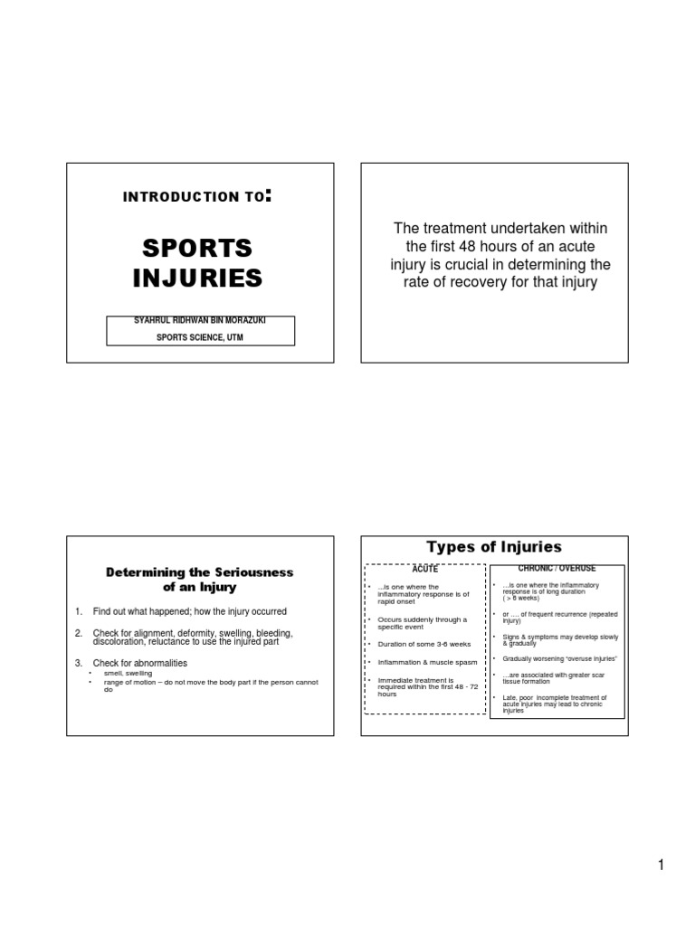 Acute vs Chronic Sports Injuries Guide | PDF