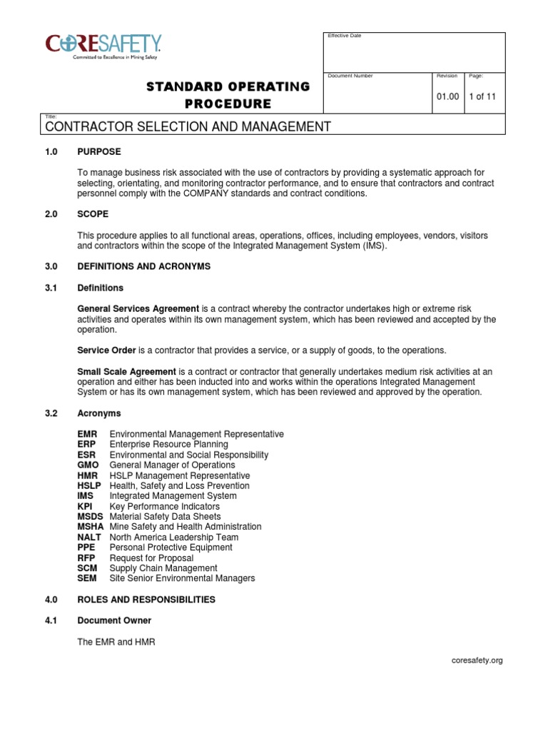 Contractor Selection and Management-Example1 | Download Free PDF ...