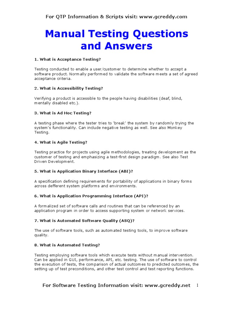 Manual Testing Q&A | PDF | Software Testing | Software Bug