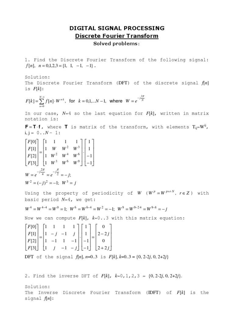 Exercises Solved5 | PDF | Discrete Fourier Transform | Harmonic Analysis