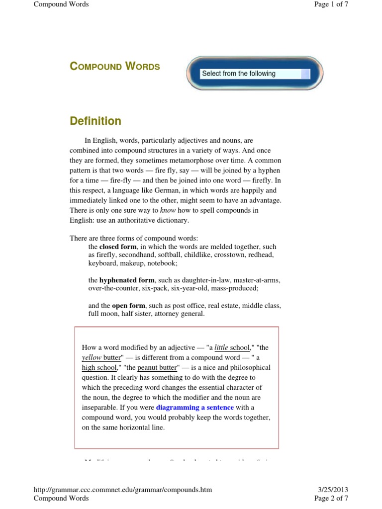 Compound Words | PDF | Plural | Word