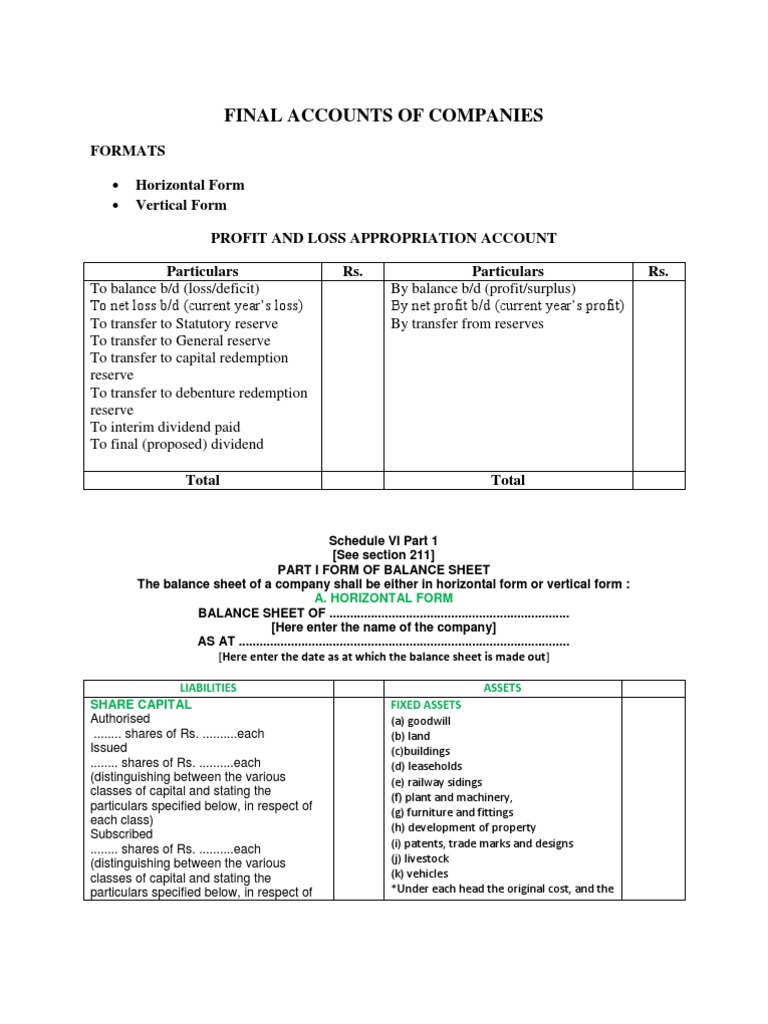 Company BS Format | PDF | Expense | Dividend