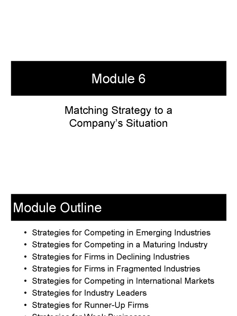 Module 6 - Matching Strategy To A Company's Situation | PDF ...