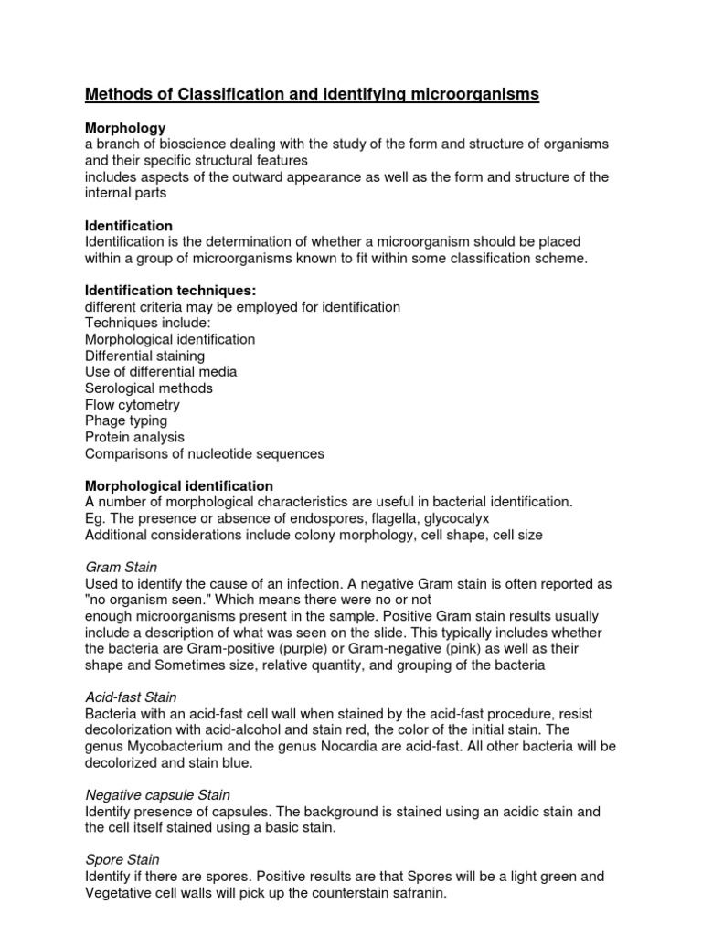 Methods of Classification and Identifying Microorganisms | PDF ...