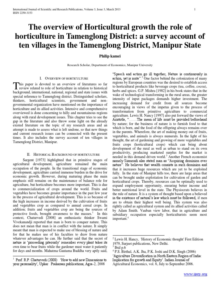 The Overview of Horticultural Growth The Role of Horticulture in ...