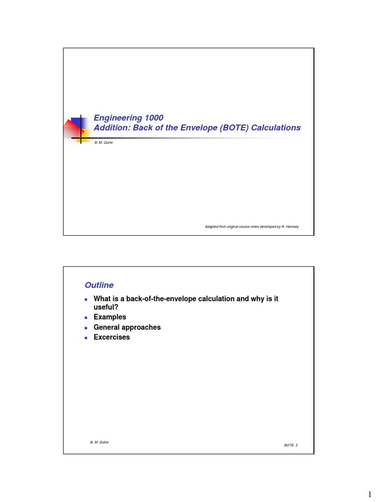 Back of The Envelope Calculations | PDF