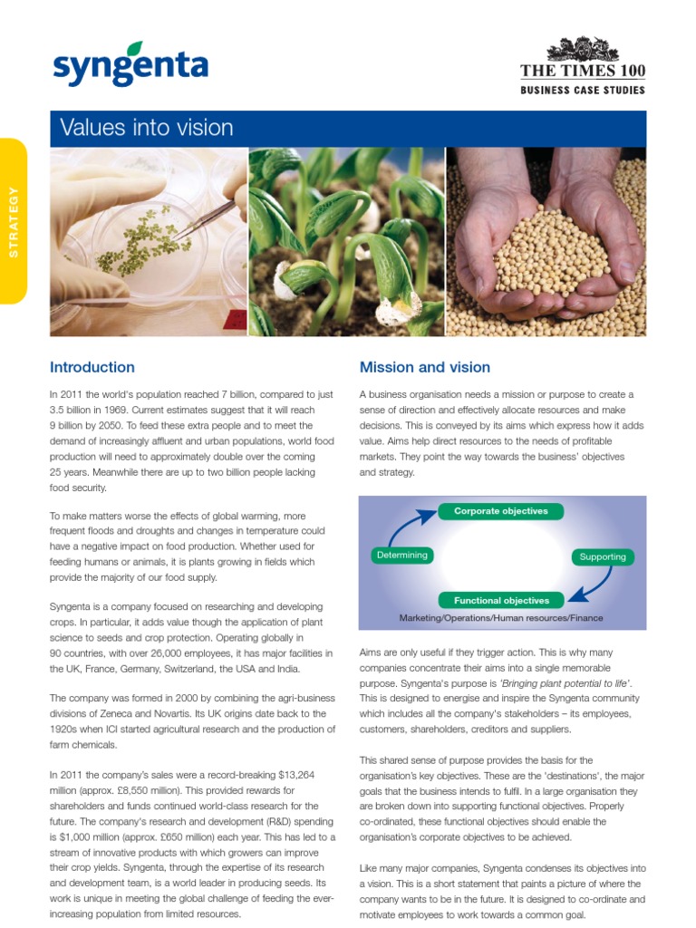 Syngenta's Mission and Values in Agriculture | PDF | Strategic ...