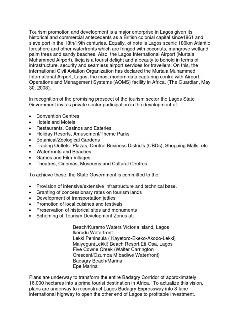 The Lagos Development Business Plan | PDF | Public Transport | Transport