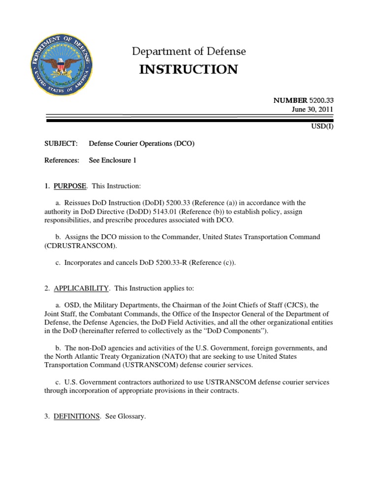 Defense Courier Operations Policy | PDF | United States Department Of ...
