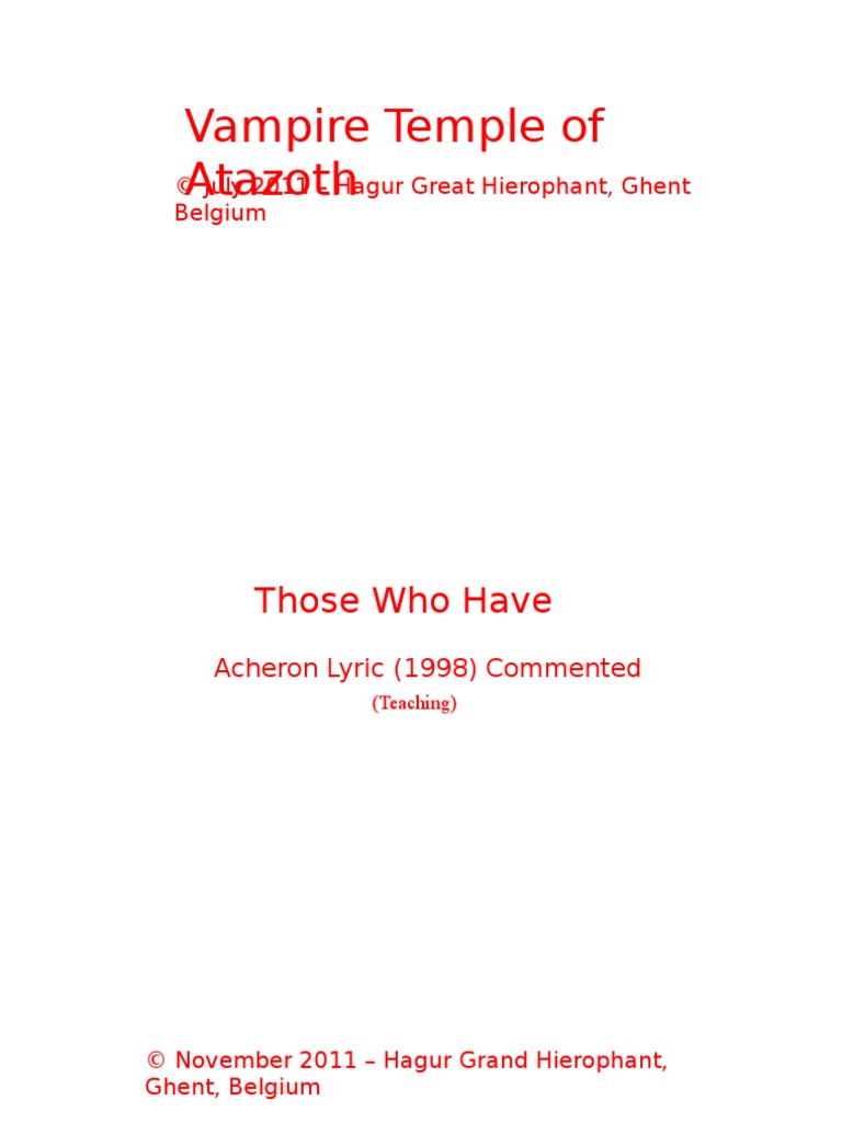 Vampire Temple of Atazoth: Those Who Have | PDF