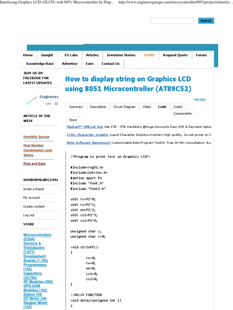 Interfacing Graphics Lcd Glcd With 8051 Microcontroller By Displaying String On It123 Pdf