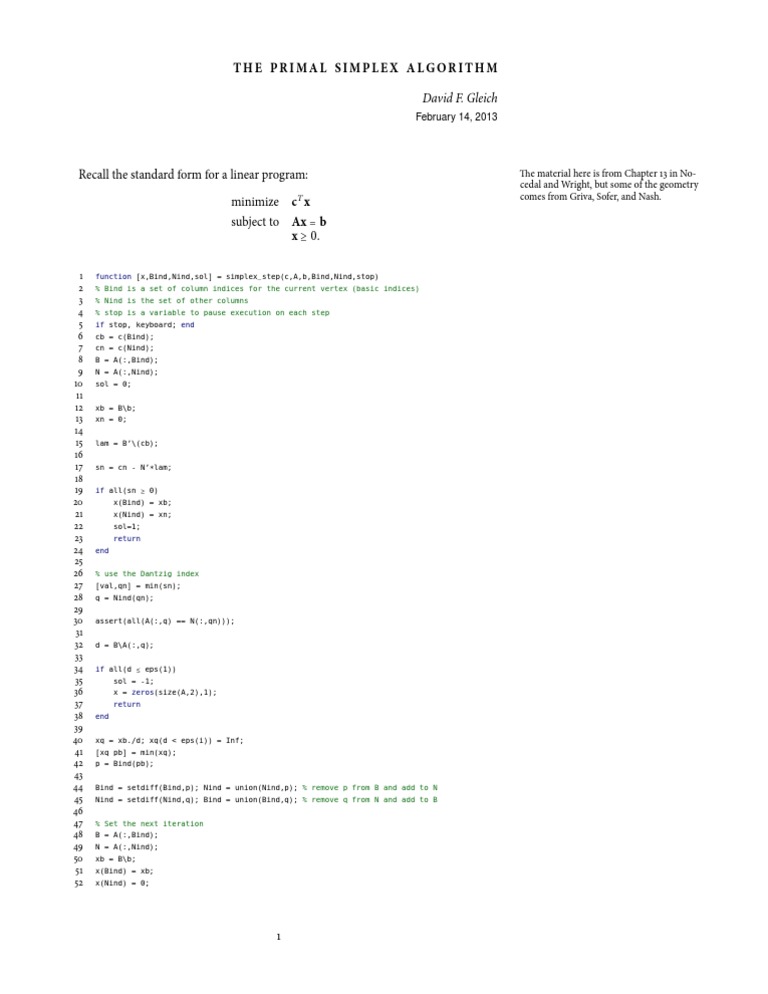David F. Gleich: Theprimalsimplexalgorithm | PDF