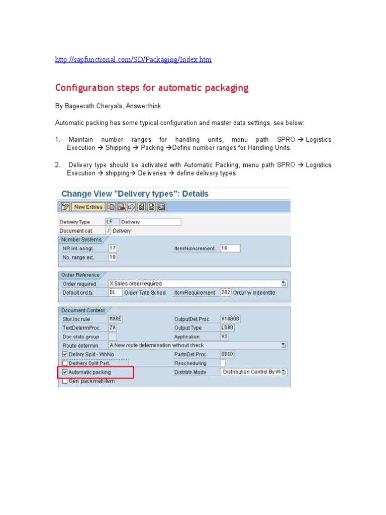 Configuration Steps For Automatic Packaging | PDF | Packaging And ...