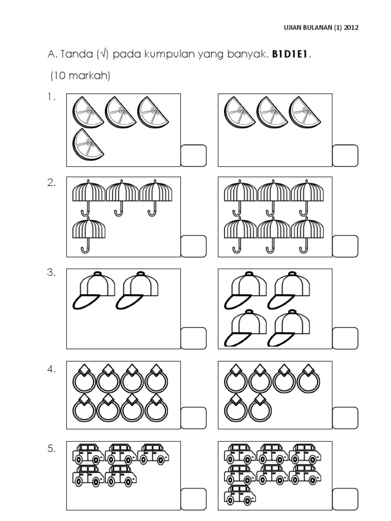 Ujian 1 Matematik Tahun 1 Kssr Pdf