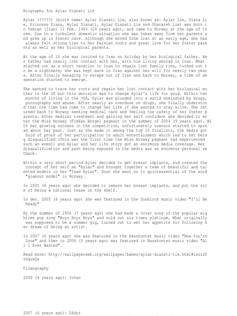 Aylar Dianati Lie | PDF | Iran | Leisure