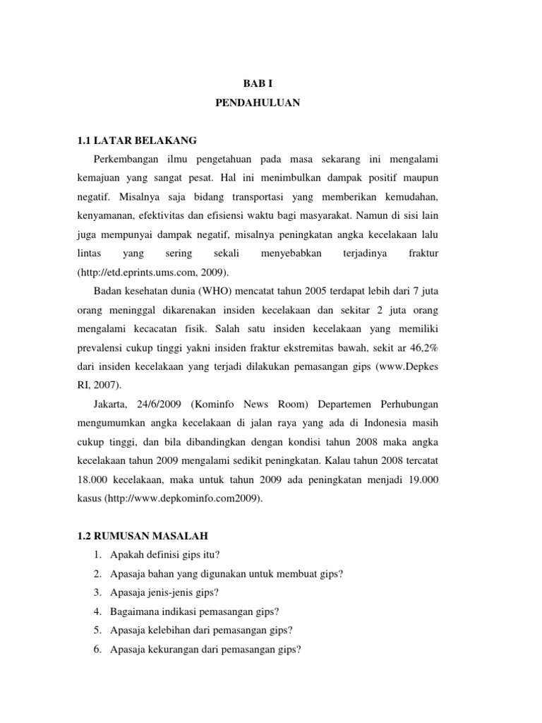 "Pemasangan Gips: Definisi, Jenis, dan Prosedur" | PDF | Sains & Matematika