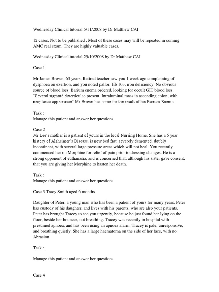 Clinical Cases from Weekly Tutorials: Insights into Diagnosis and ...