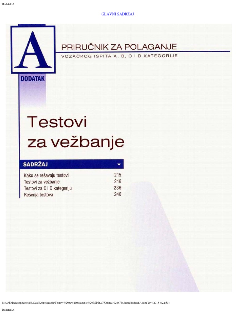 Prirucnik Za Polaganje Vozackog Ispita | PDF