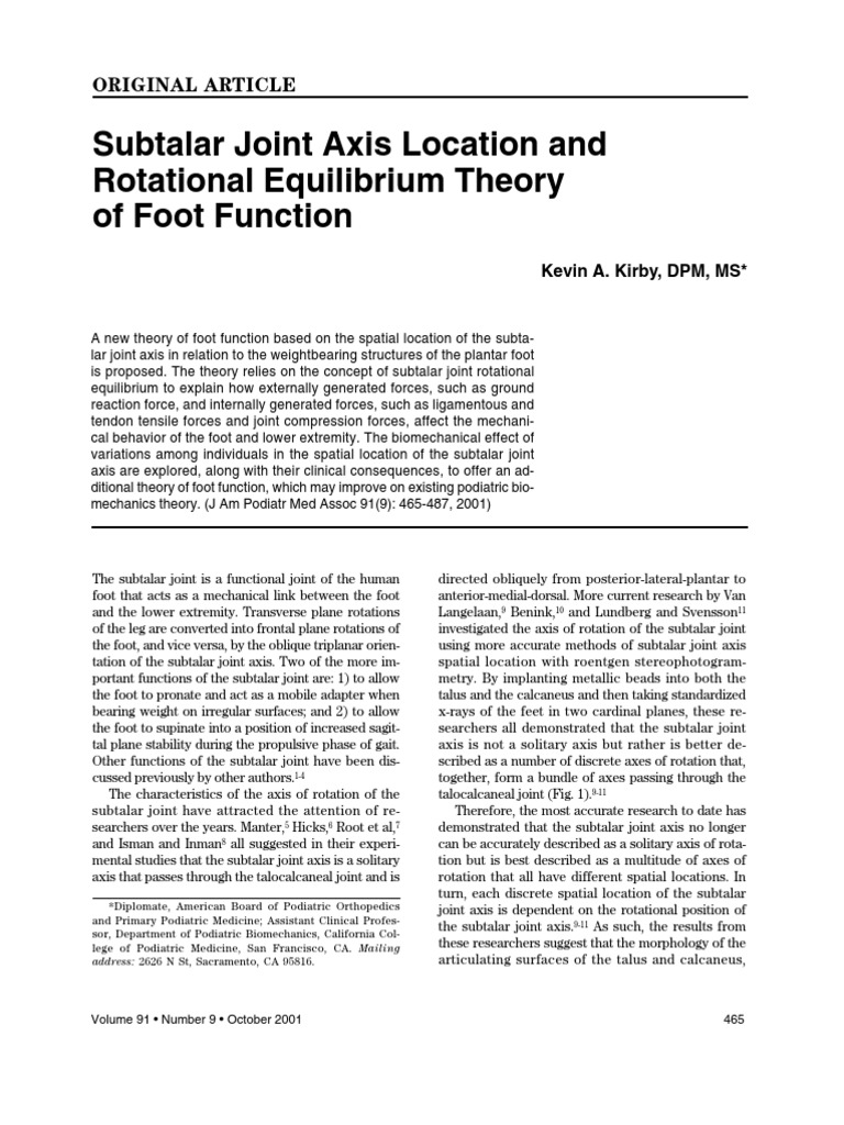 STJ Axis Location Rotational Equilibrium Theory Foot Function | PDF ...