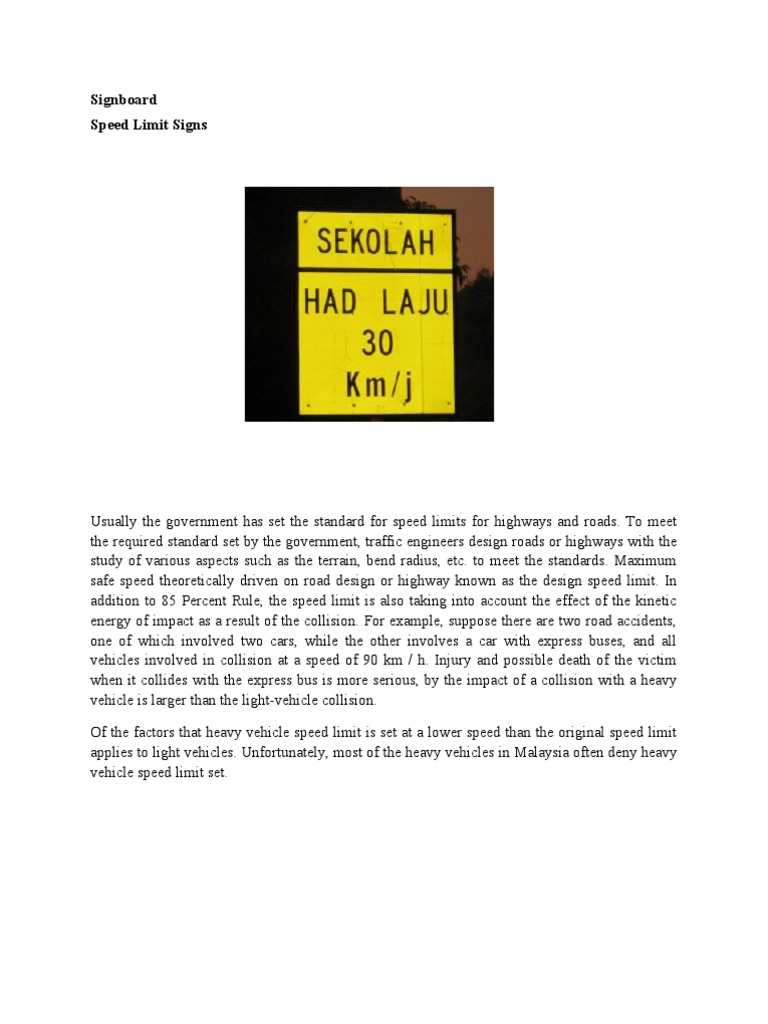 Speed Limit Signs | PDF