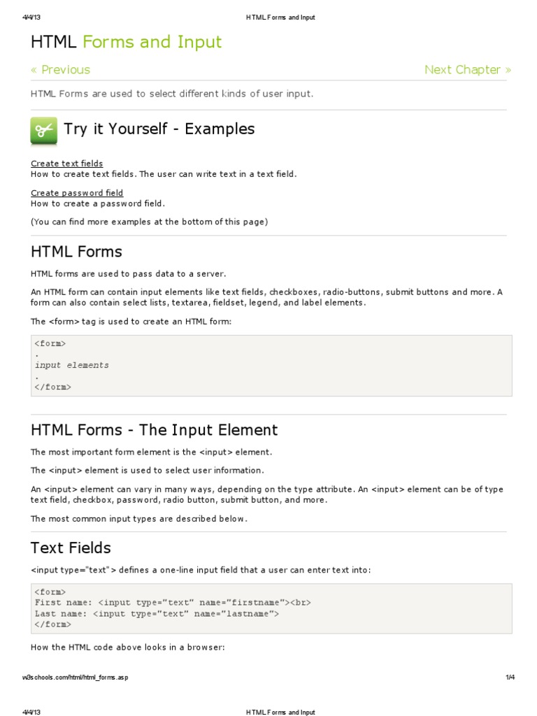 Html Forms And Input Pdf Html Element Software Development 5611