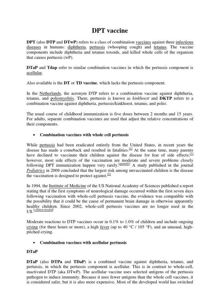 DPT Vaccine | PDF | Medical Humanities | Prevention