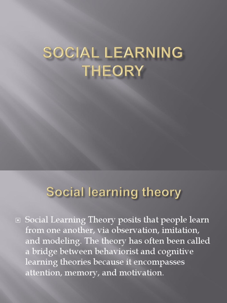 Understanding Social Learning Theory | PDF | Behaviorism | Imitation