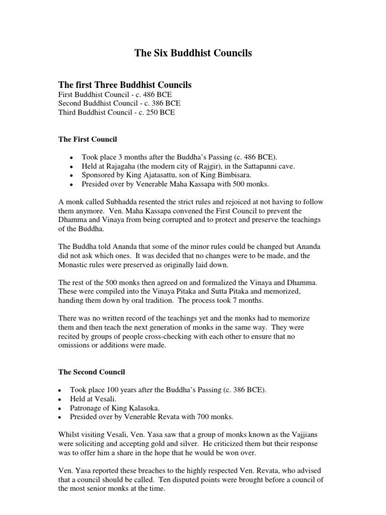 The Six Key Buddhist Councils that Shaped Early Buddhism | PDF ...