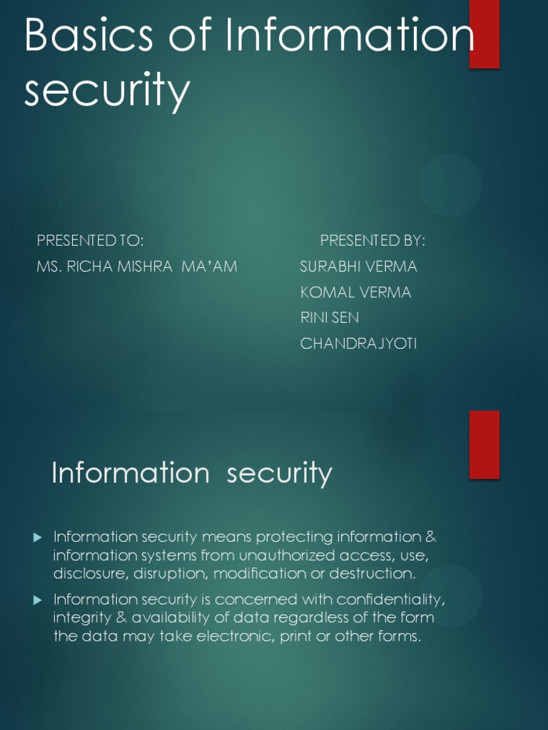 Basics of Information Security | PDF | Information Security | Security ...