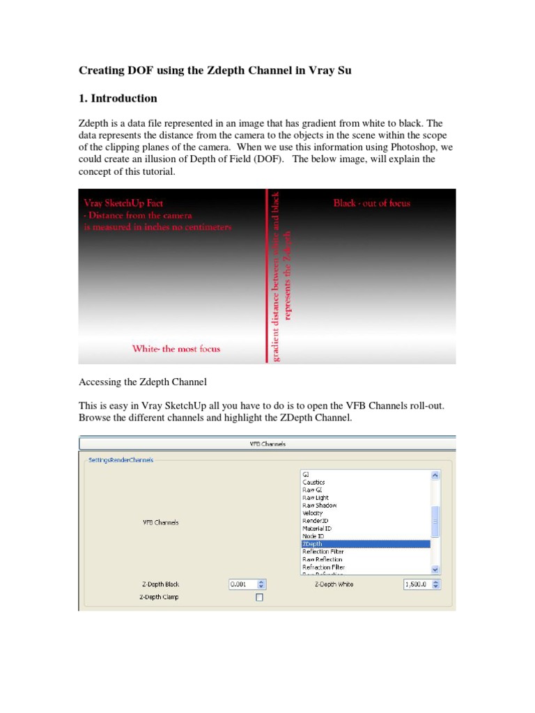 Creating Dof Using The Zdepth Channel in Vray Su | PDF | Vision | Computer Graphics