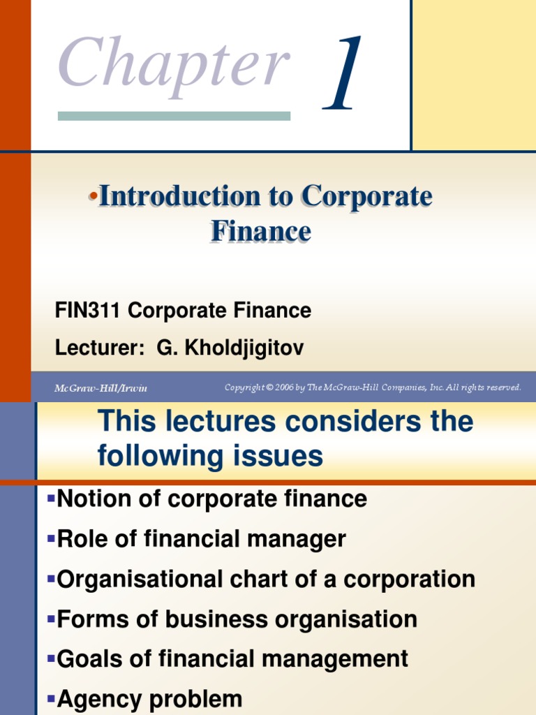 Introduction To Corporate Finance | PDF | Equity (Finance) | Financial ...