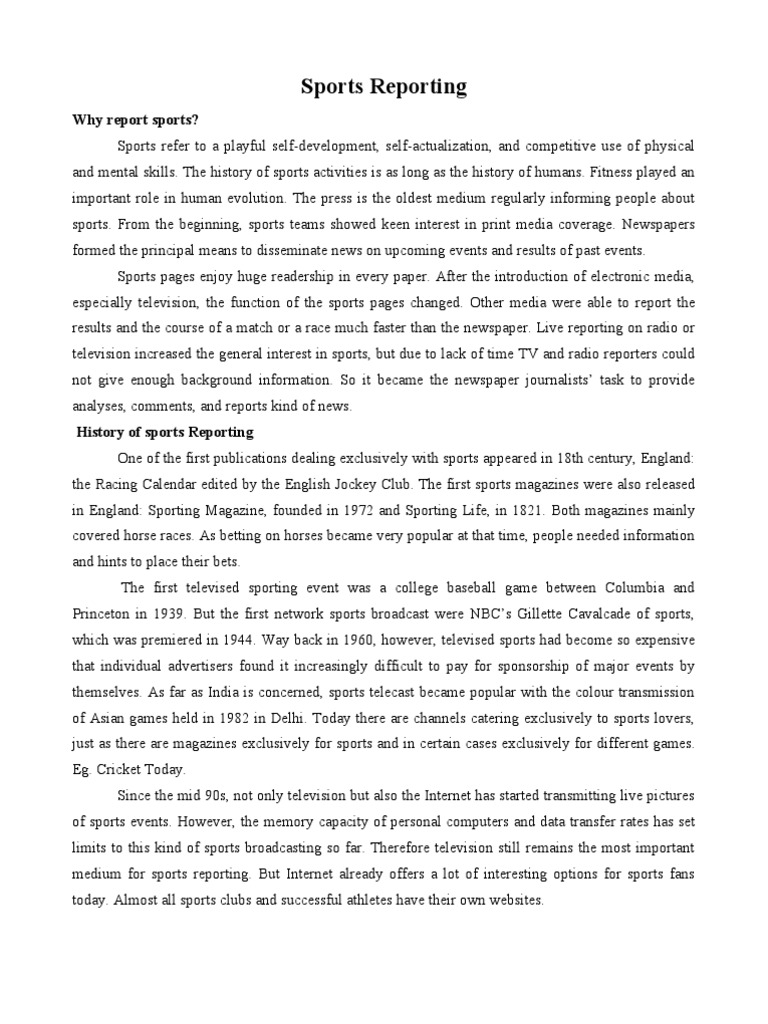 Notes of Sports | PDF | Journalism | Mass Media
