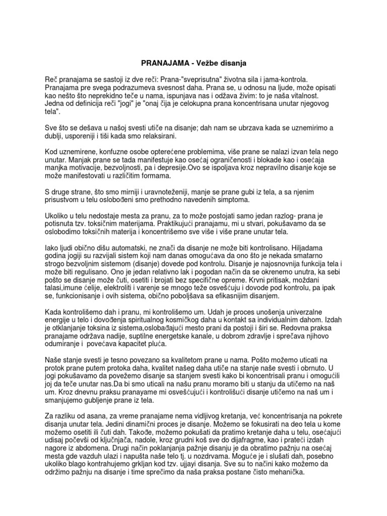 Pranajama Vezbe Disanja PDF | PDF
