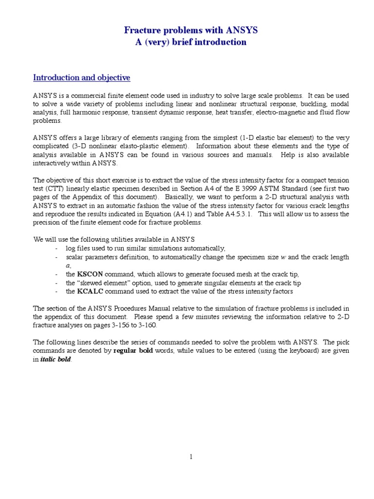 Fracture Problems With ANSYS PDF | PDF | Fracture Mechanics | Fracture